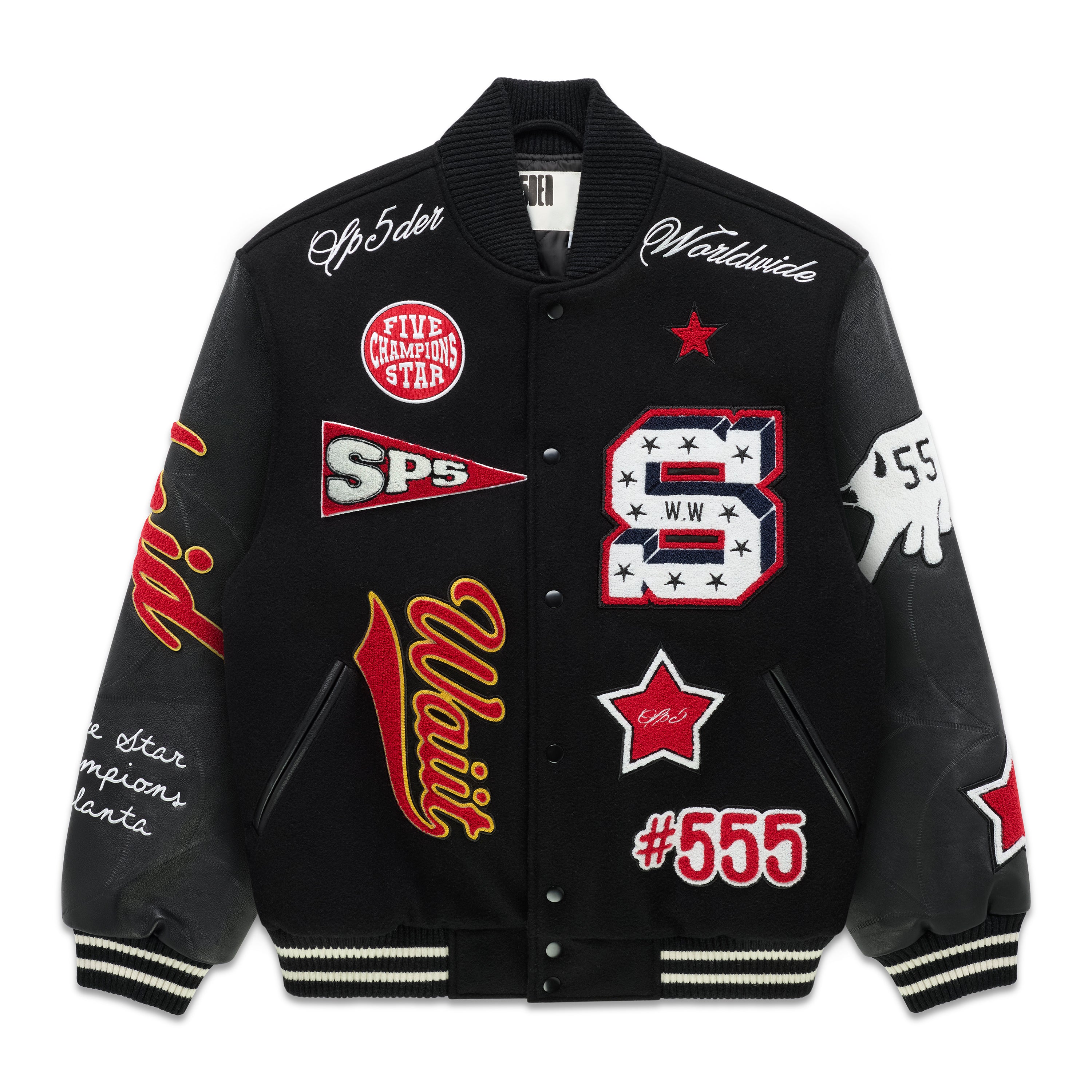 BLACK DISTRICT V VARSITY JACKET | SP5DER | KING SPIDER