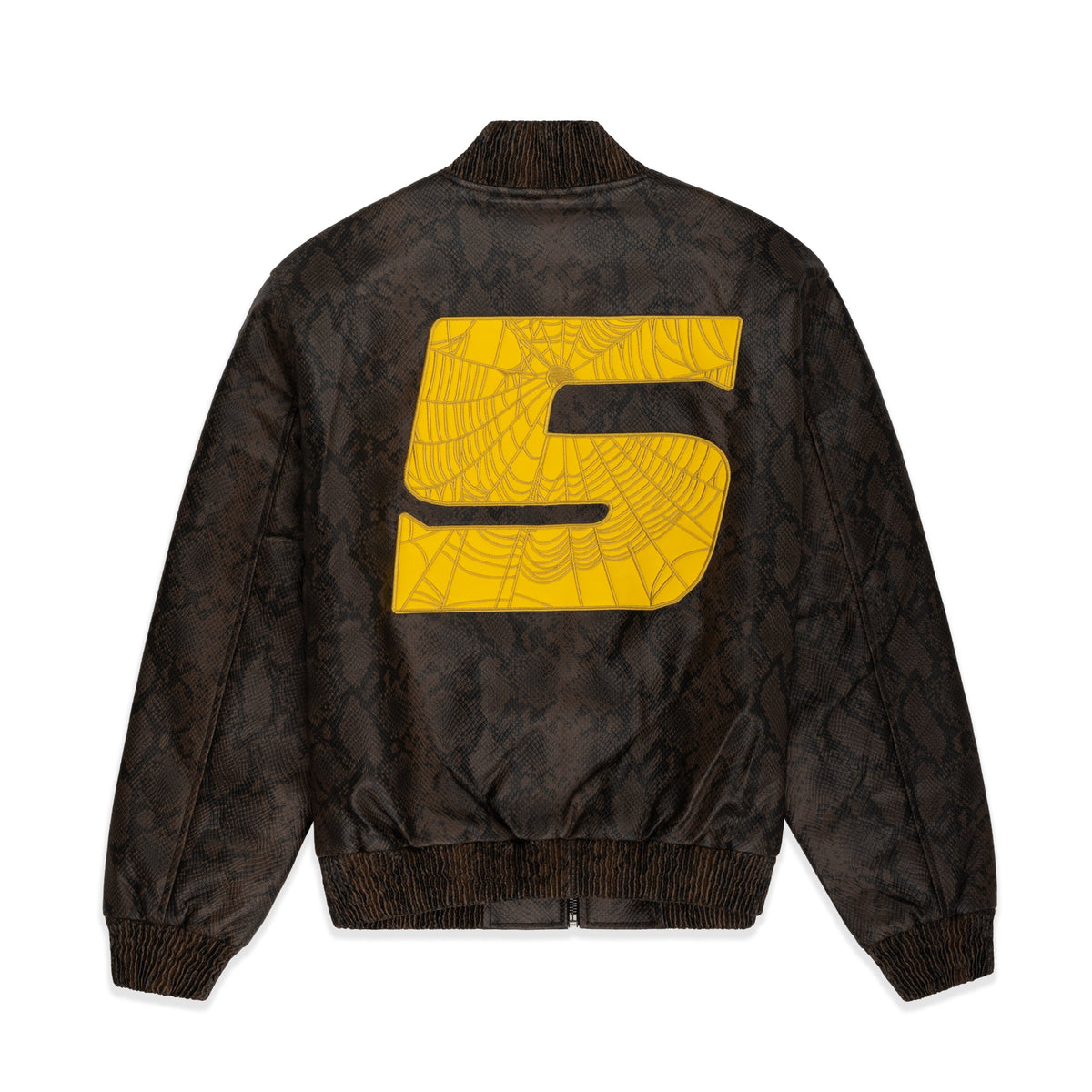 SNAKE LEATHER VARSITY BOMBER JACKET | SP5DER | KING SPIDER