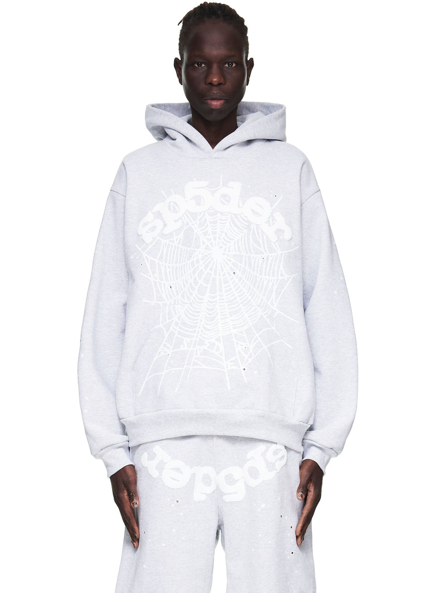HEATHER GREY OG WEB HOODIE | SP5DER | KING SPIDER