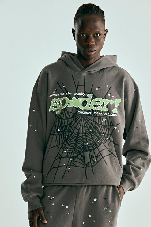 SLATE GREY PUNK V2 HOODIE | KING SPIDER | SP5DER